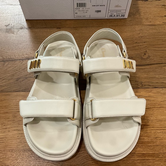 Dior | Shoes | Dior Cream Sandals With Gold Details | Poshmark